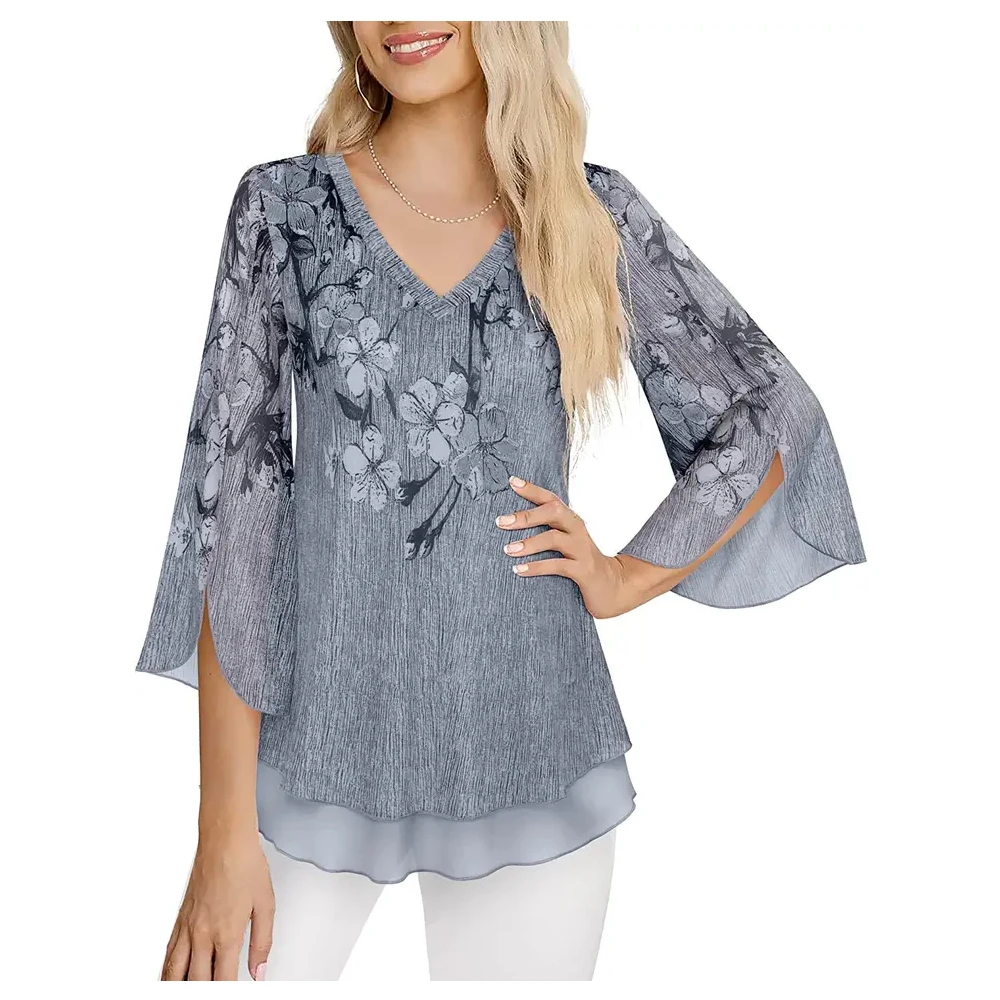 New Design Cotton Blouse Women Tops Long Sleeve Stand Neck Work Wear ...