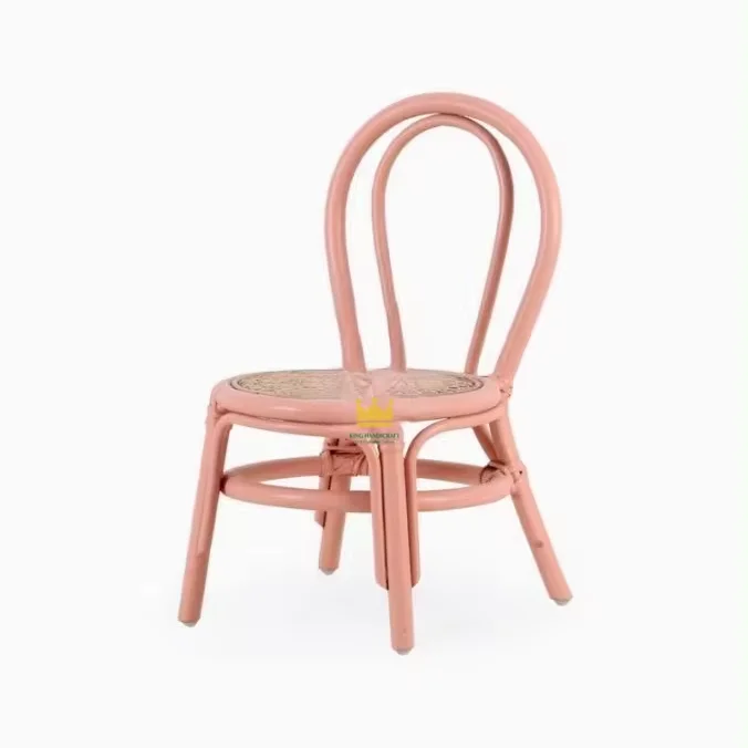 Pink Color Rattan Kid Bench Chairs Luxury Wood Furniture Rattan Chair ...