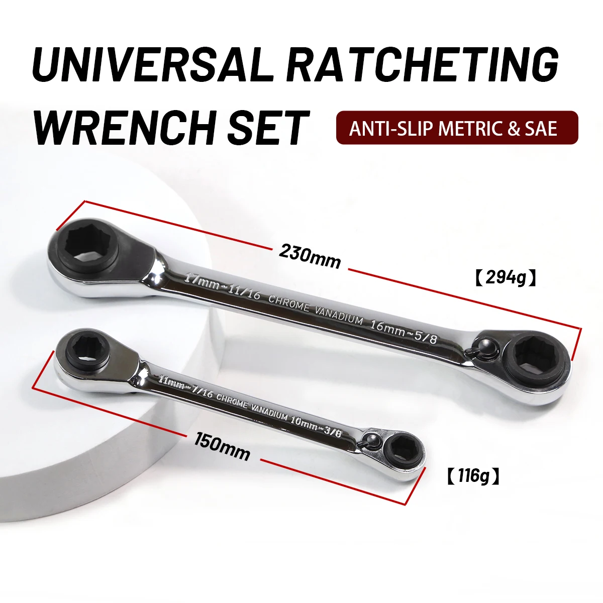 Universal Double Box End Ratcheting Hand Wrench Set Socket Holder TW ...
