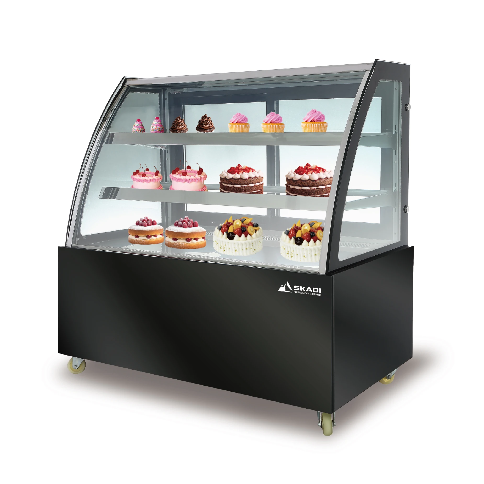 Refrigerated display cake cabinet case door open mini countertop salad ...