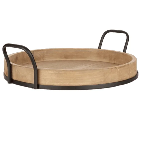 Raised Wooden Serving Tray With Metal Handles High Quality Dessert ...