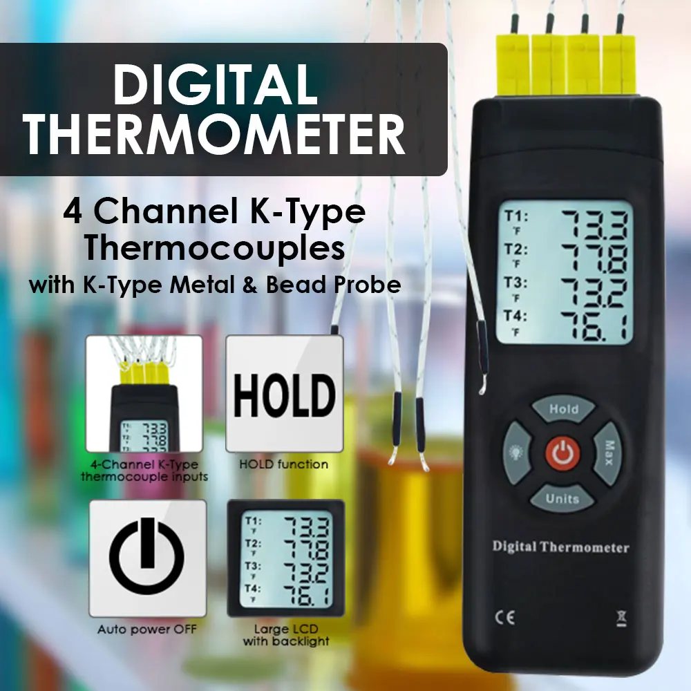 K-Type Digital Thermocouples Thermometer with Probe for Room ...