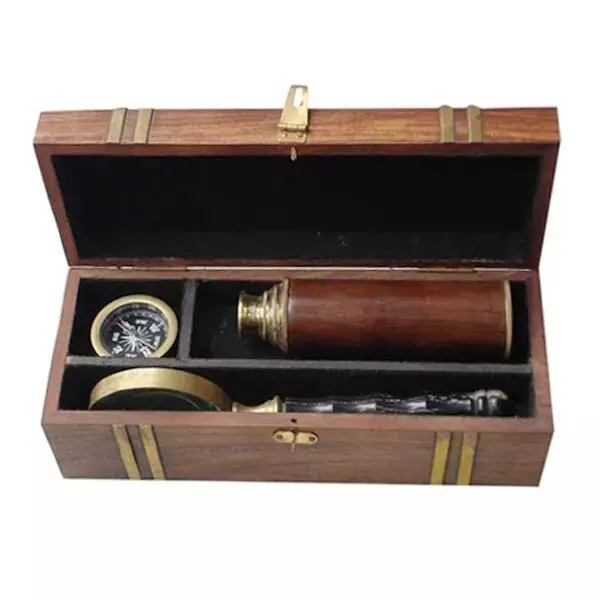 Nautical Promotional Gift Box With Magnifying Glass Compass Telescope ...