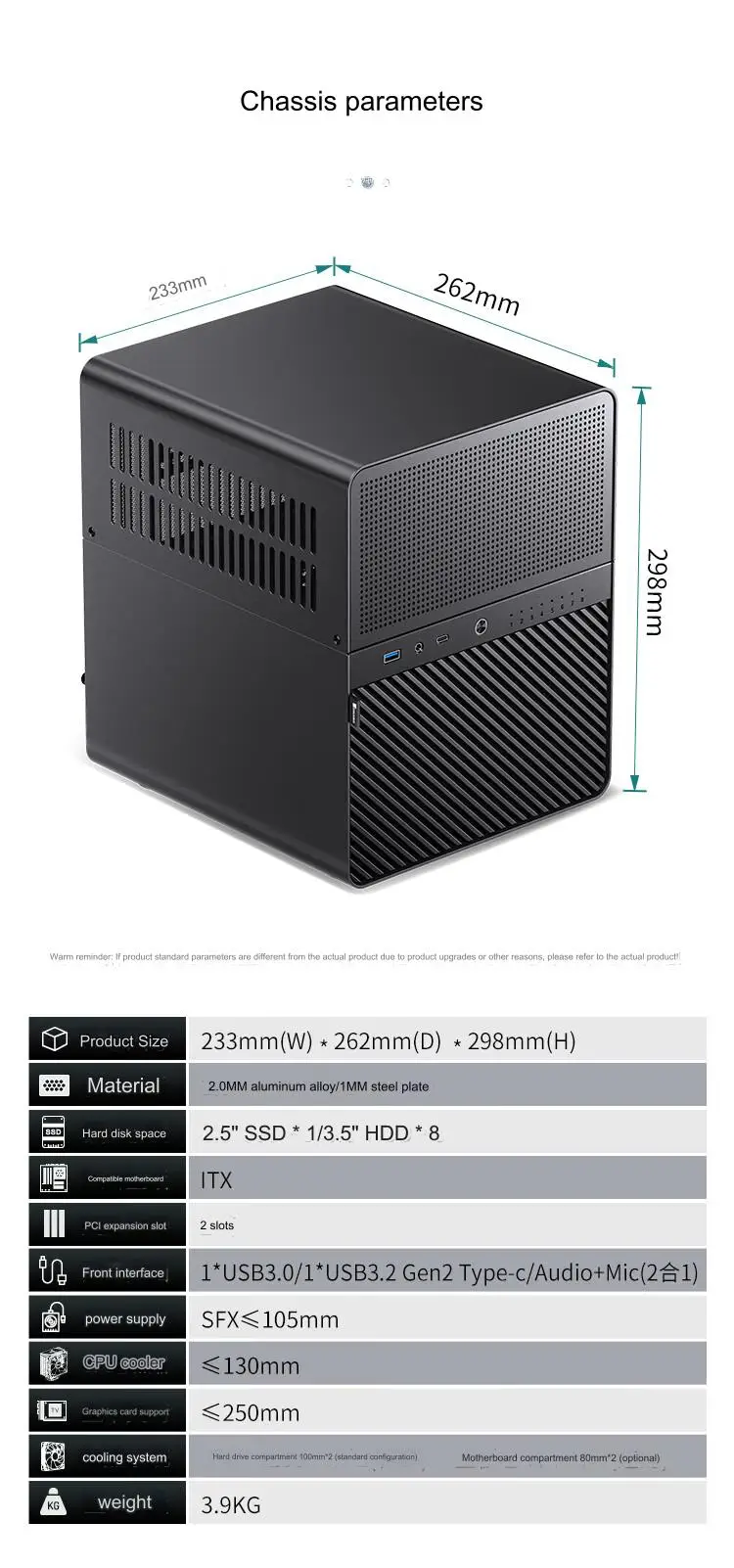 JONSBO N3 Black NAS Chassis - Ideal for Mini-Itx Systems