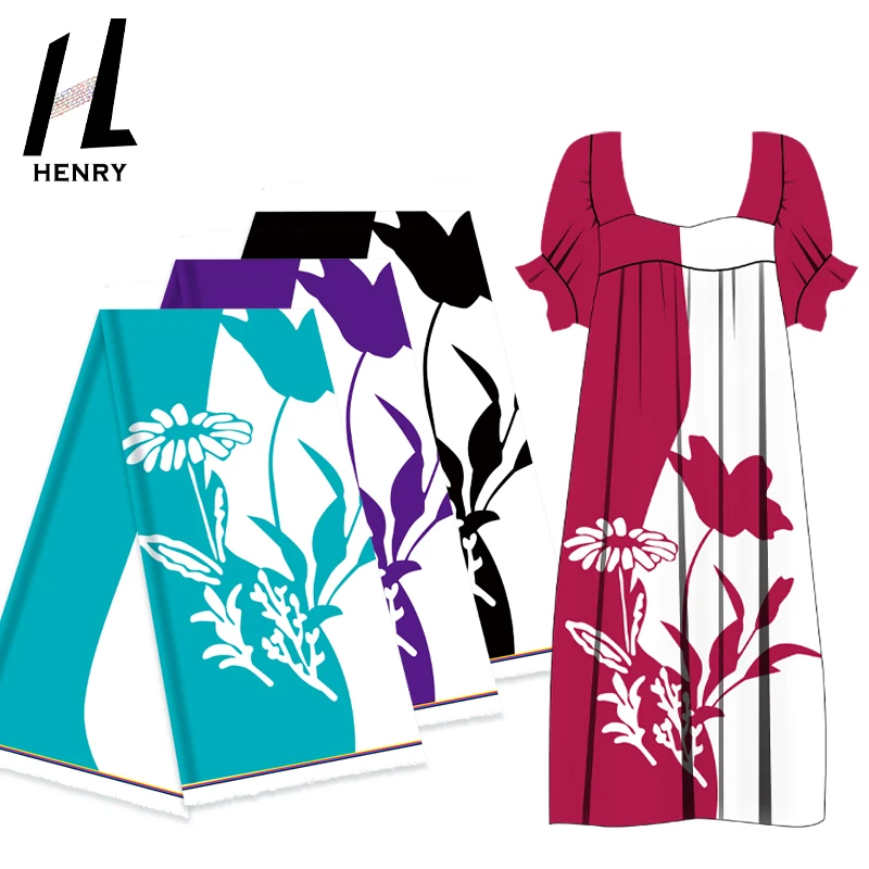 Henry New Design Polka Dot Background Big Plumaria Flower Polyester ...