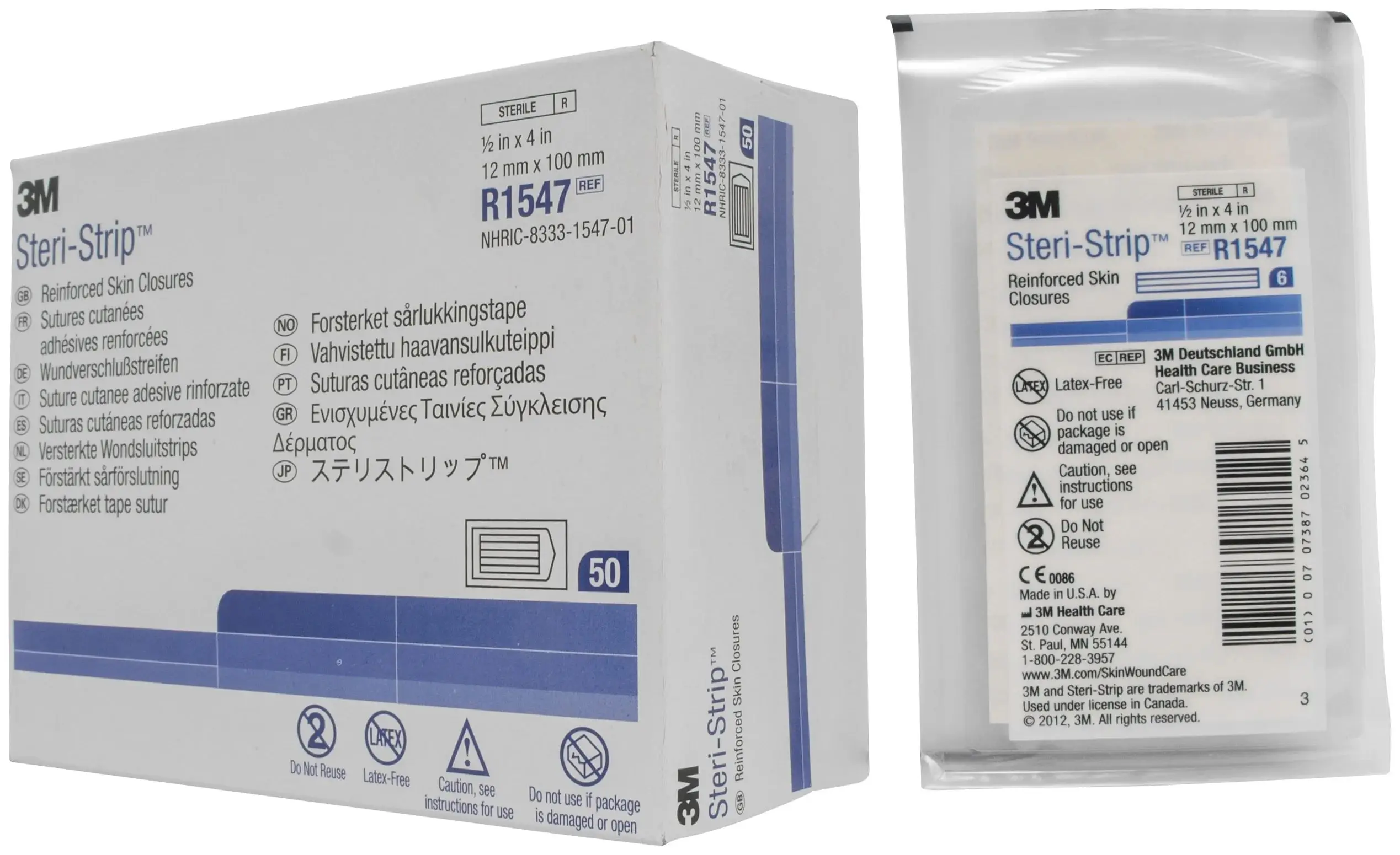 3M Steri-Strip Skin Closures 12mm X 100mm Reinforced Adhesive Wound ...