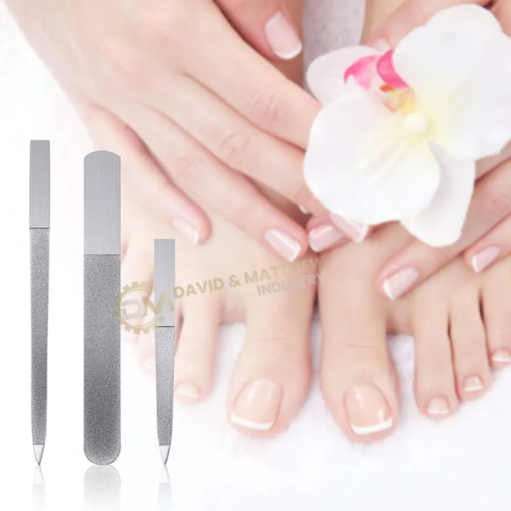 Custom Logo Nail File Stainless Steel Nail Salon Tools Double Sided ...