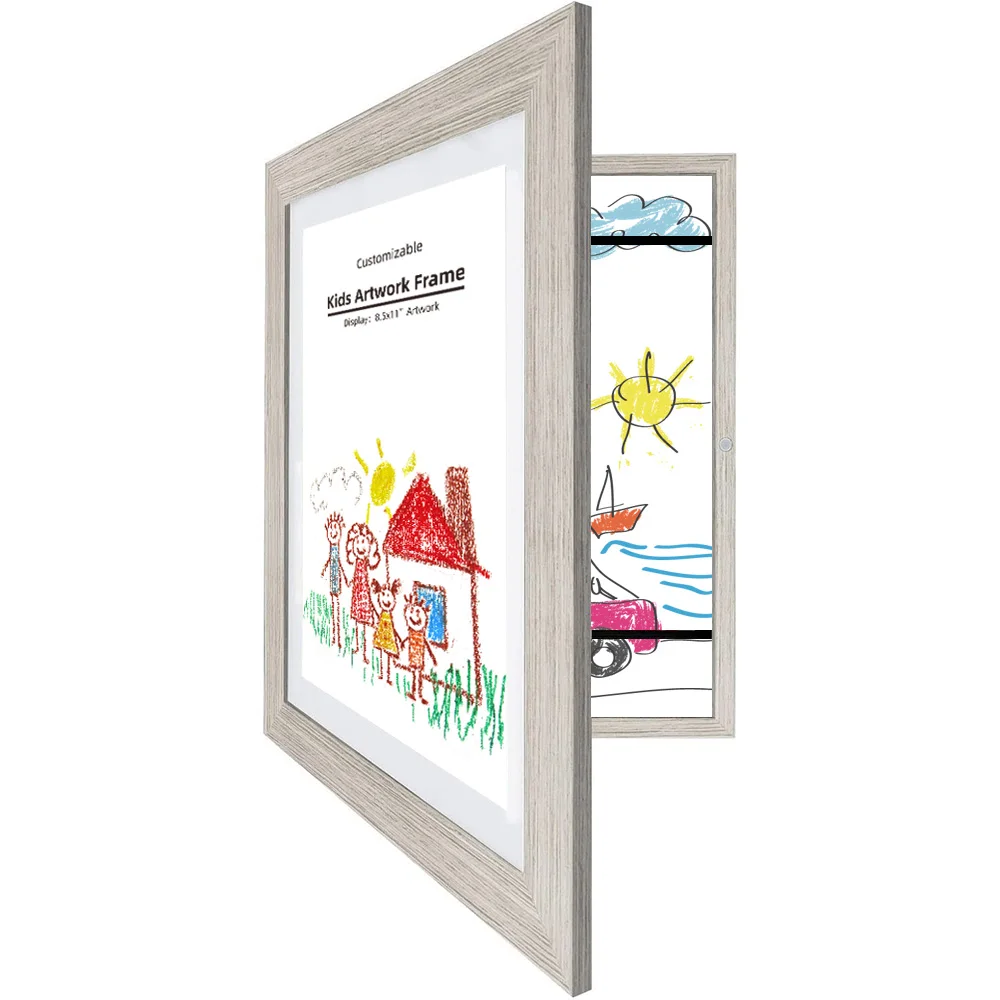 Kids Artwork Picture Frame Changeable in Black Wood with Plexiglass ...