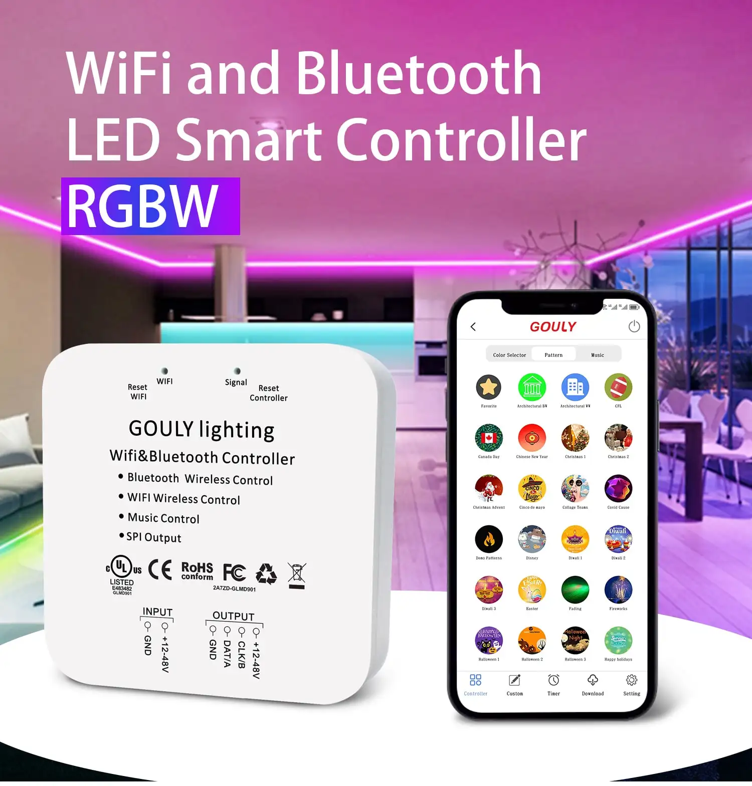 Gouly RGBW Dual Mode Smart Light Controller - Bluetooth & WiFi Mobile ...