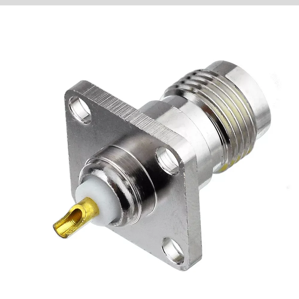 Brass TNC Jack Female 4-Hole Flange Panel Chassis Mount RF Adapter ...
