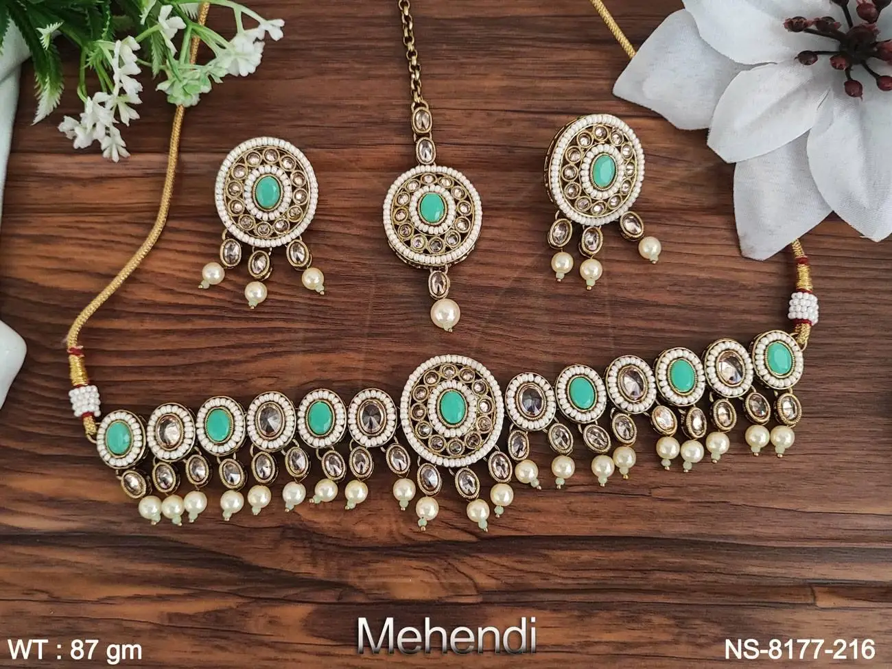 Designer Antique Jewelry Mehendi Polish Design Party Wear Cluster ...