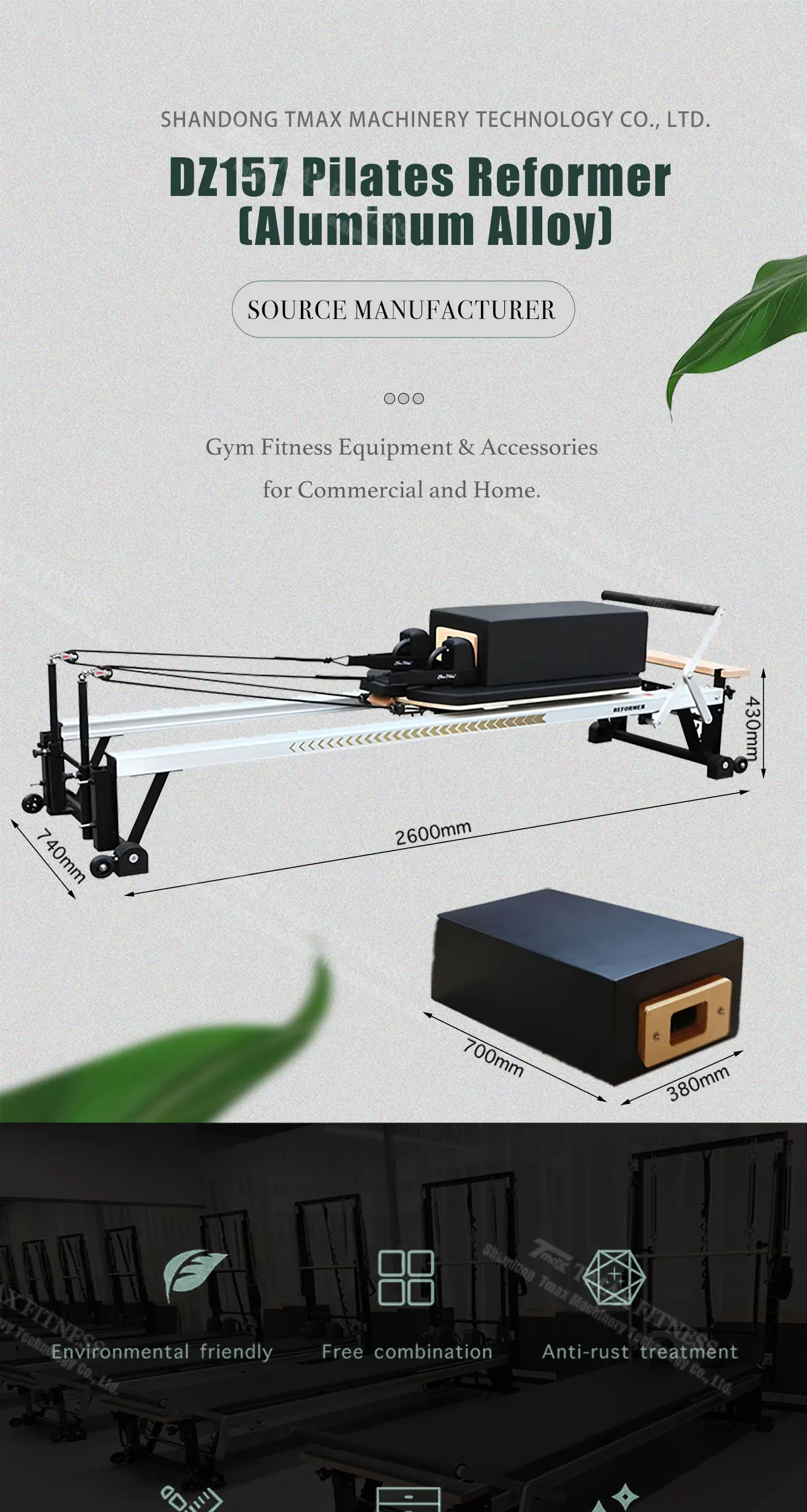 Tmax Pilates Reformer Bed - High Quality Aluminum Frame