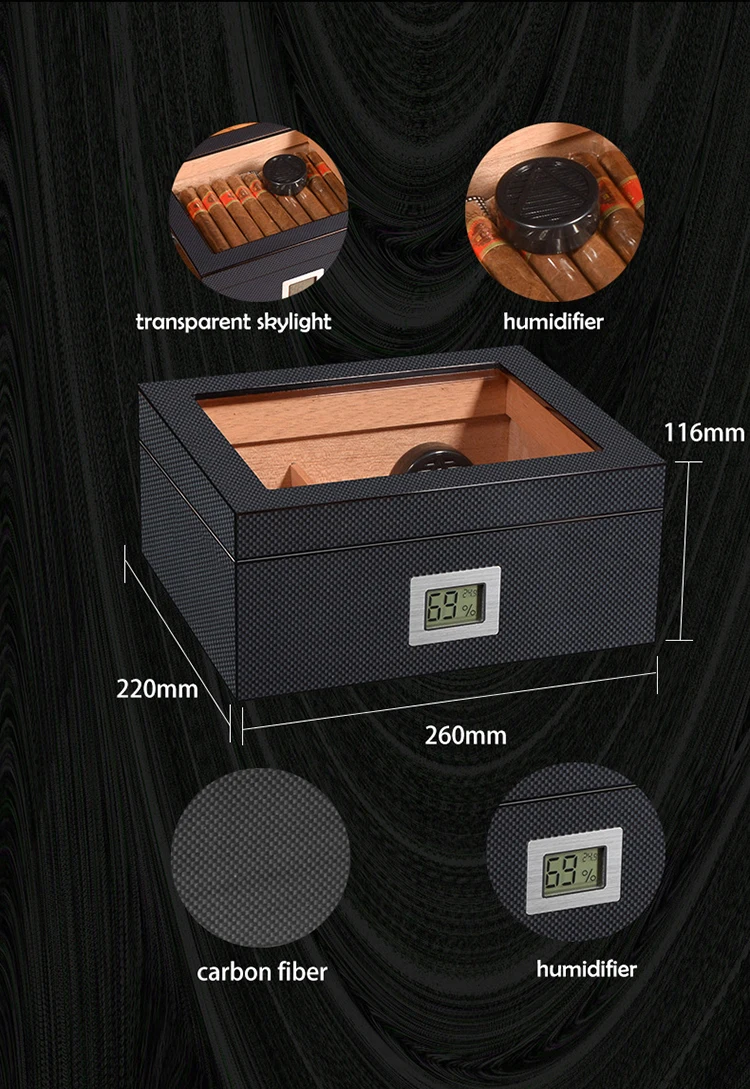 Modern Luxury Glass Display Lacquer Technique Spanish Cedar Wood Cigar ...