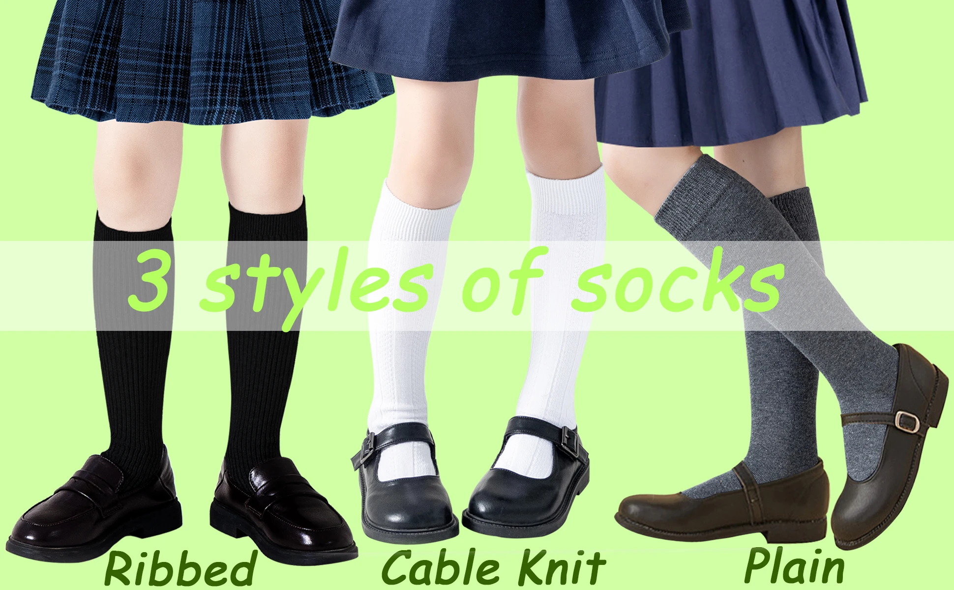 Girls Knee High Socks/cable Knit/ribbed School Uniform School Socks ...