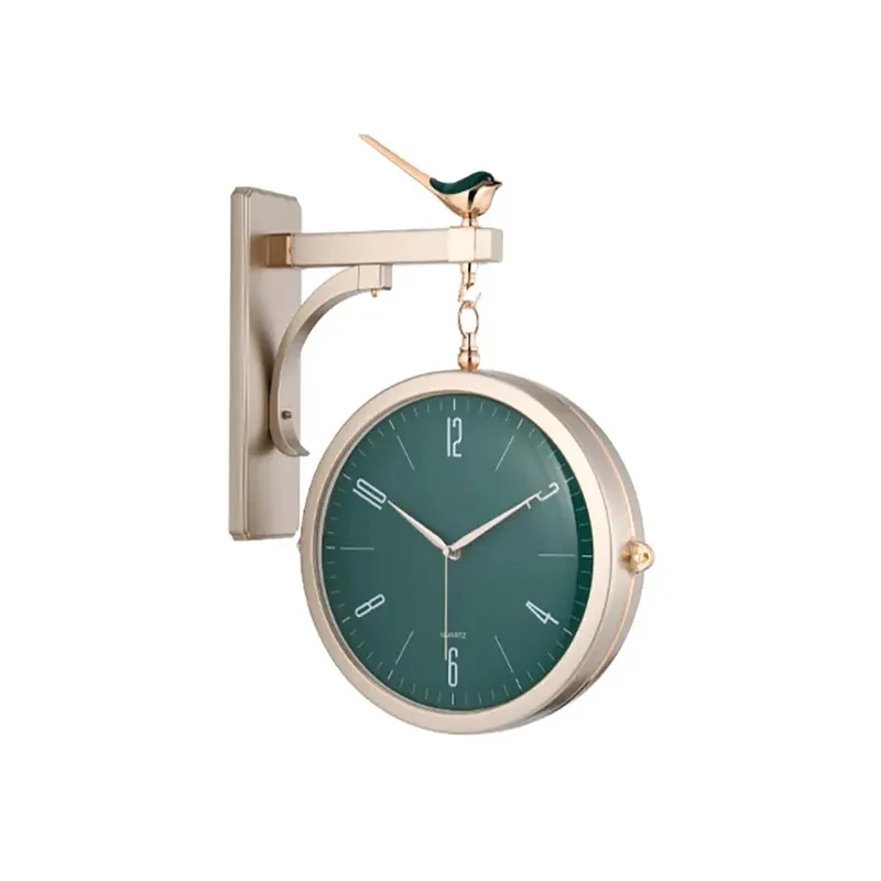 Dark Academia Modern Double-sided Wall Clock Green Minimalist Hanging ...