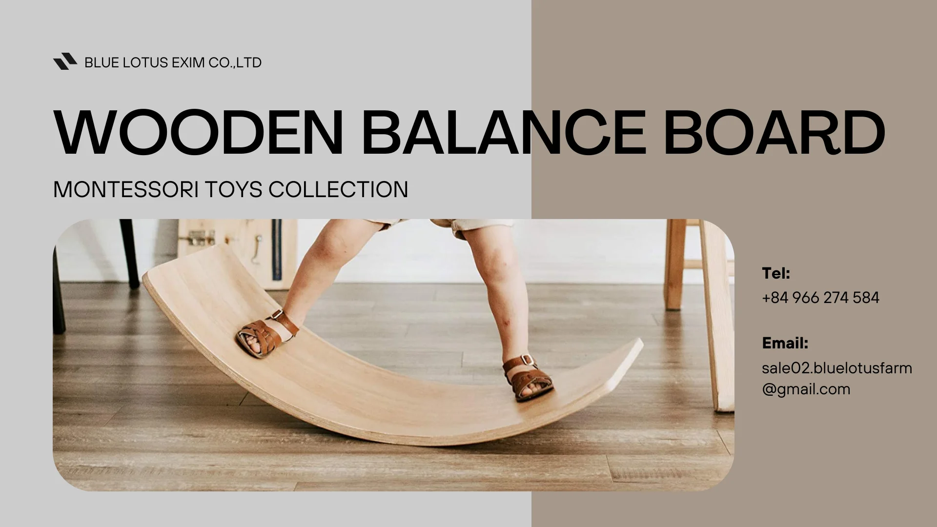 Vietnam Factory Custom Logo Exercise Training Board Wooden Yoga Balance ...