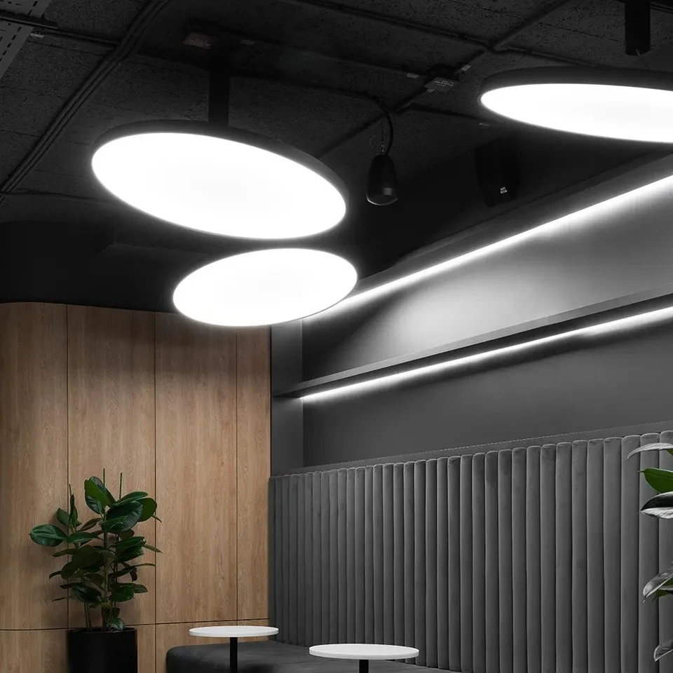 Simple Fixtures Black White Led Modern Office Hanging Indoor Lighting ...