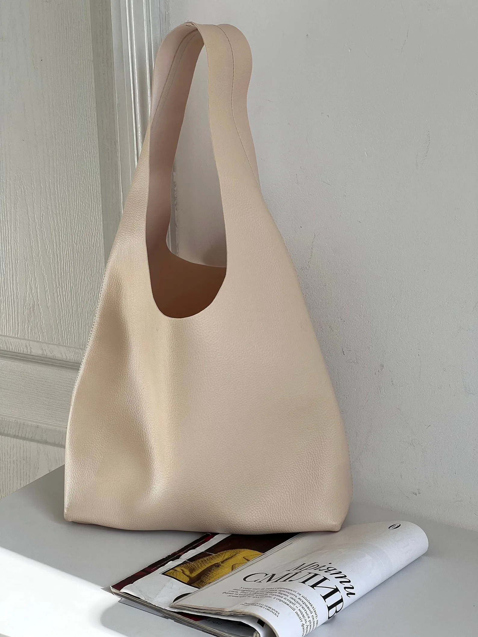 Women's Genuine Leather Hobo Bucket Bag Open Closure Shoulder ...