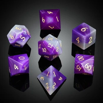 Custom Agate Gem Dnd Dice Set Natural Stone D&d Dice Purple Polyhedral ...