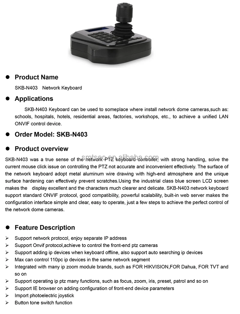 4d Joystick Keyboard Network Keyboard Controller Lcd Screen For Cctv System Ip Ptz Security ...