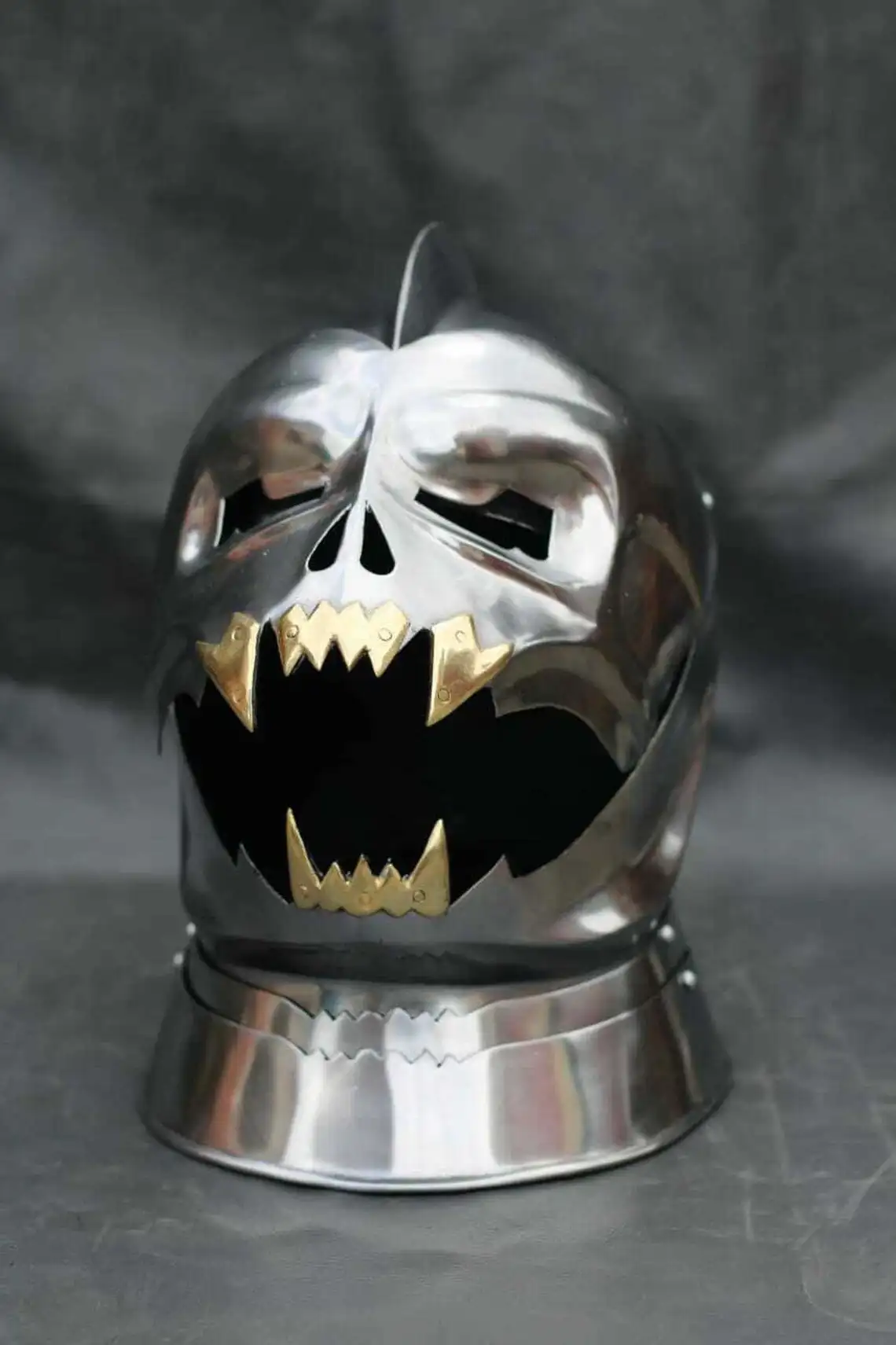Medieval Silver Evil Skeleton Head Helmet Roman Greek Knight Spartan ...