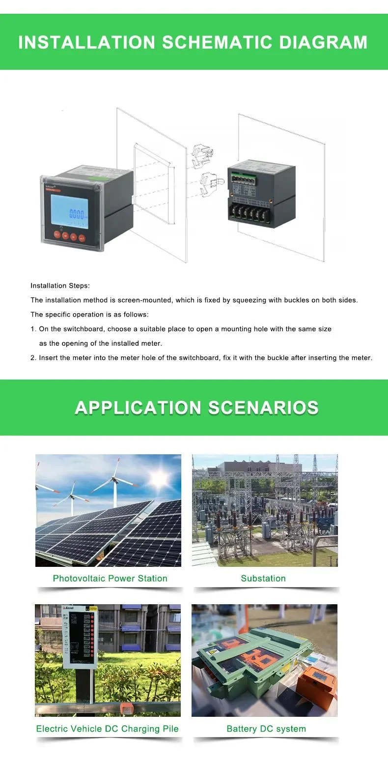 Acrel Pz72l-de Digital Panel Mounting Type Current Voltage Dc Energy Power Kwh Meter - Buy Dc ...