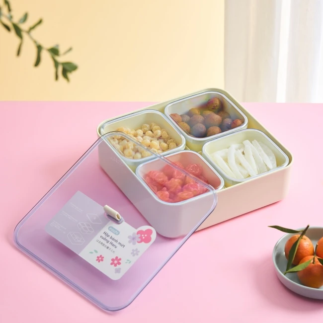 Haru Square Snack Box Stackable Bpa-free Pp Plastic Leak Proof Food ...