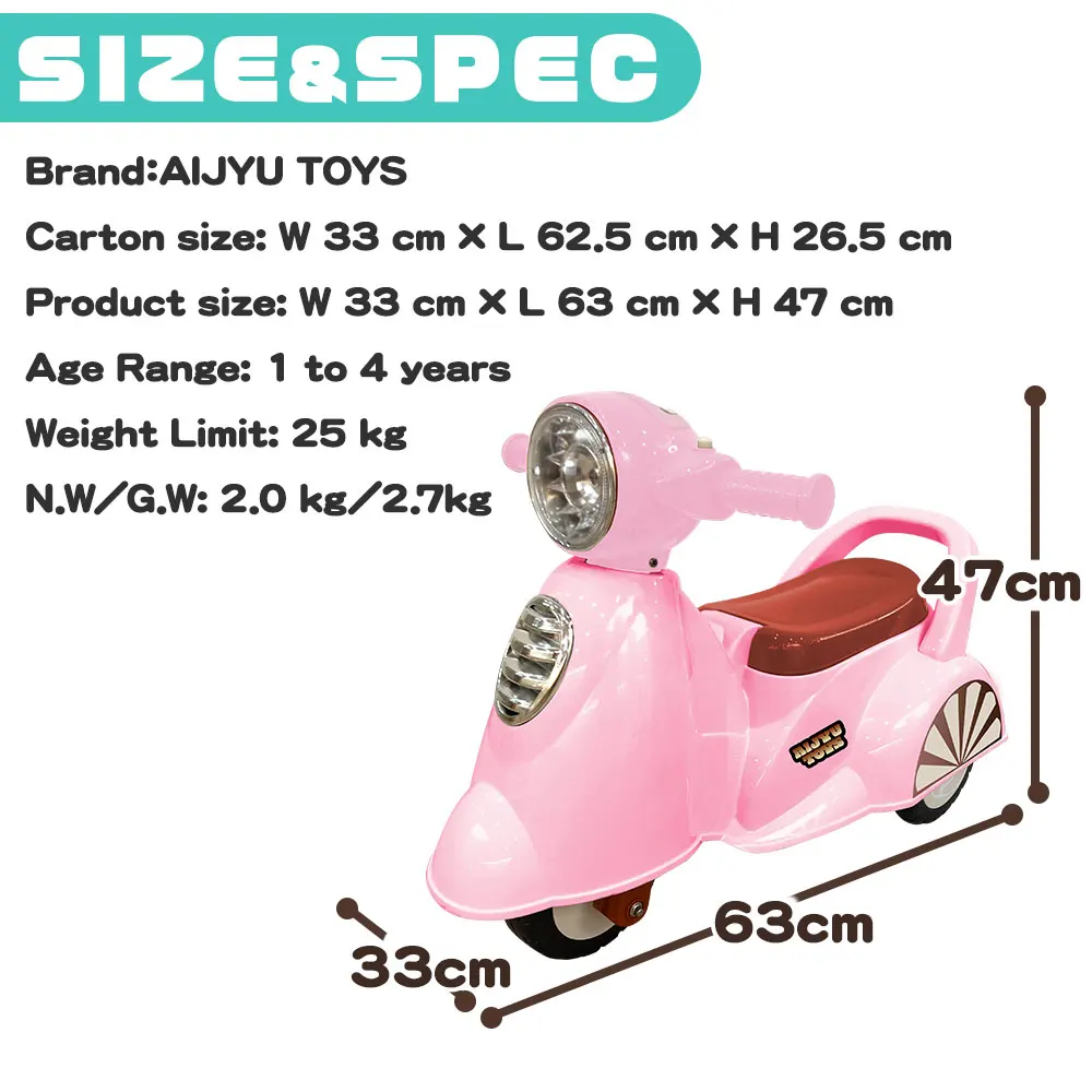 Unisex Retro Style Electric Scooter Lightweight Plastic Ride-On Push ...