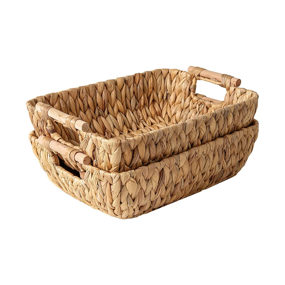 Best selling Large Storage Baskets with Wooden Handles Hyacinth ...