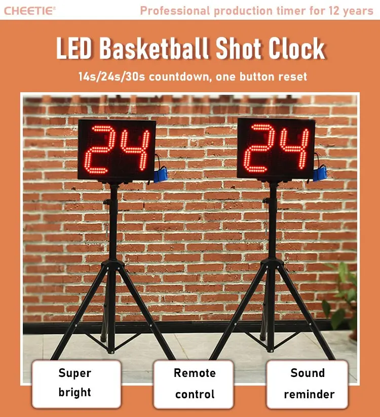 CHEETIE CP42 Electric Backboard Mounted Hoop Game Clock 24 Seconds Shot Clock Wireless for Sale ...