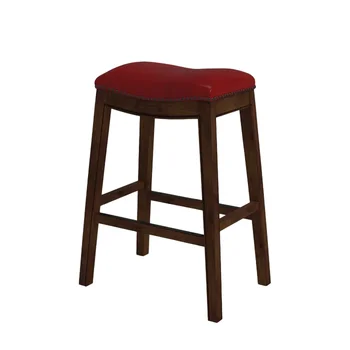 Simple Wooden Legs Counter Bar Stools With Leather Seat For Home ...