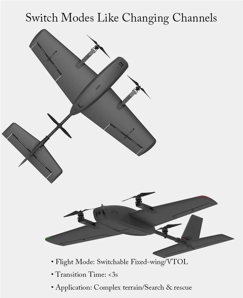T-2 Beginner FPV Drone VTOL PNP Fixed-Wing Y3 Configuration
