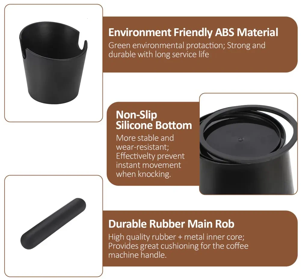 Espresso Coffee Bin Removable Knock Bar and Non-Slip Walnut Base ...