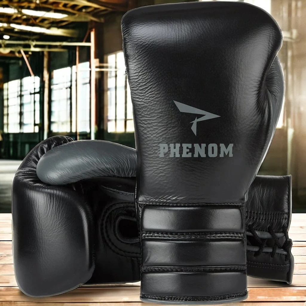 Phenom Boxing Black/grey Lace Up Gloves Professional Sports Gloves New ...