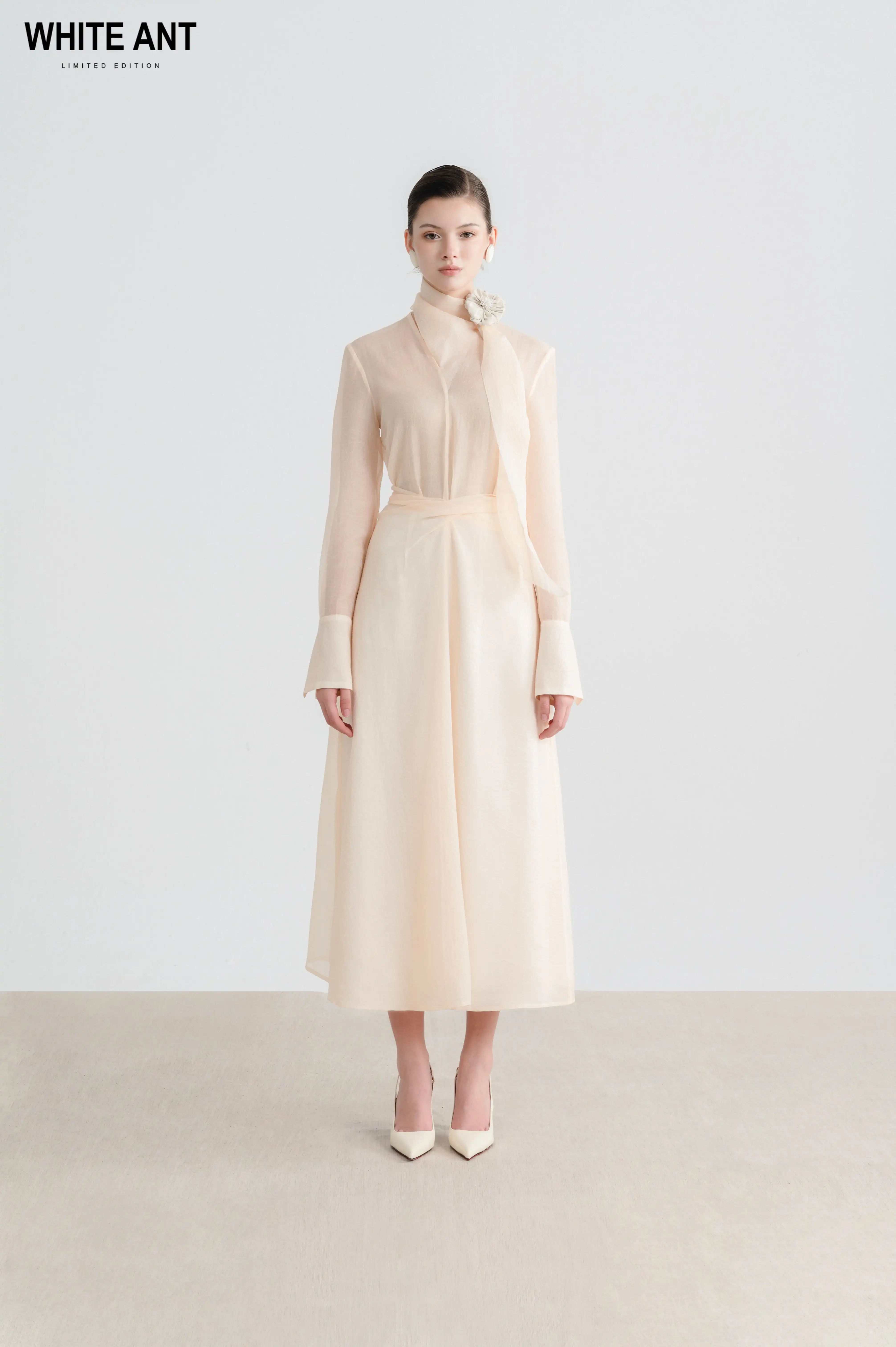 Twisted Waistband Isabel Midi Wrap Skirt Sheer Tri-acetate Fabric Hot ...