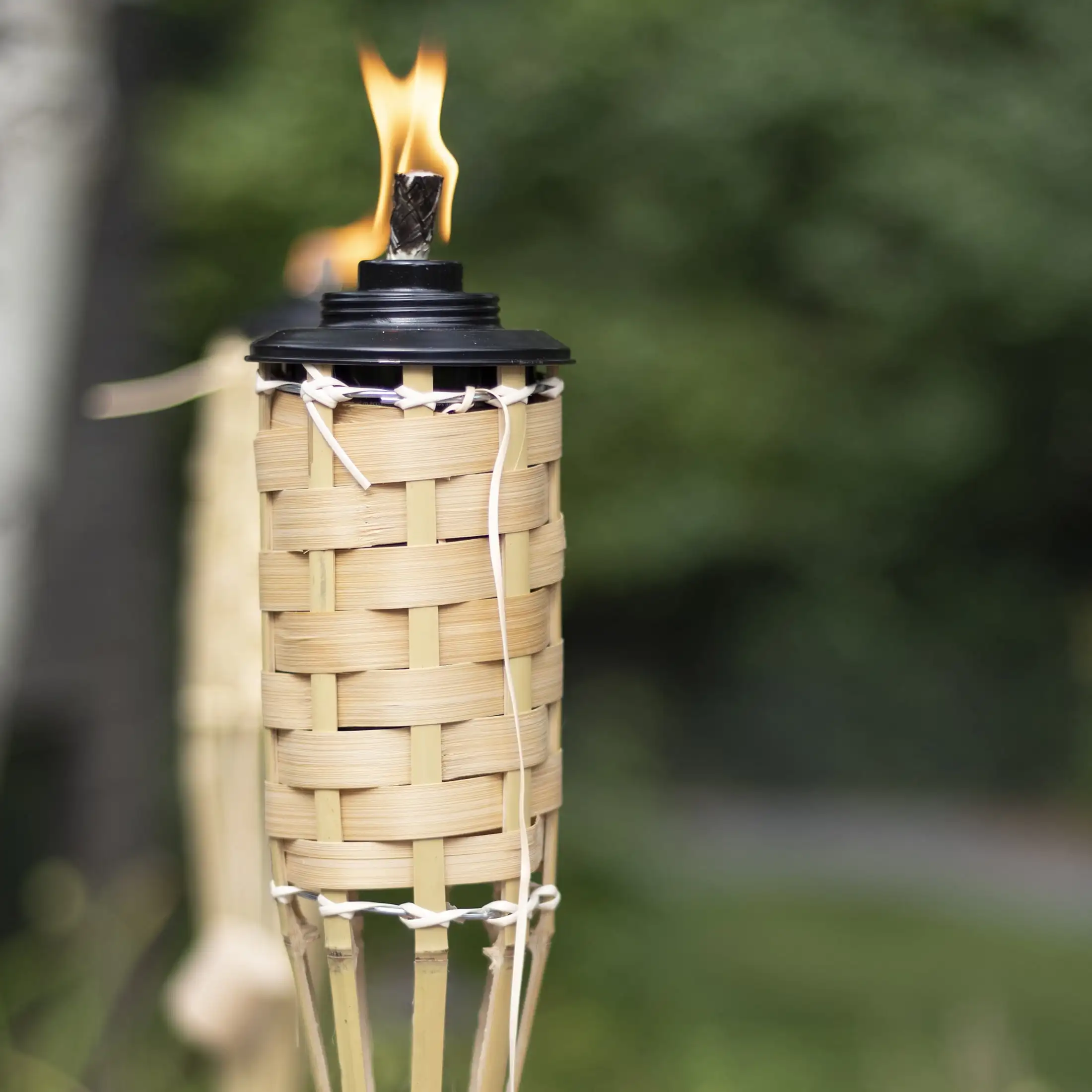 Natural vintage bamboo garden torch light weather resistant outdoor ...