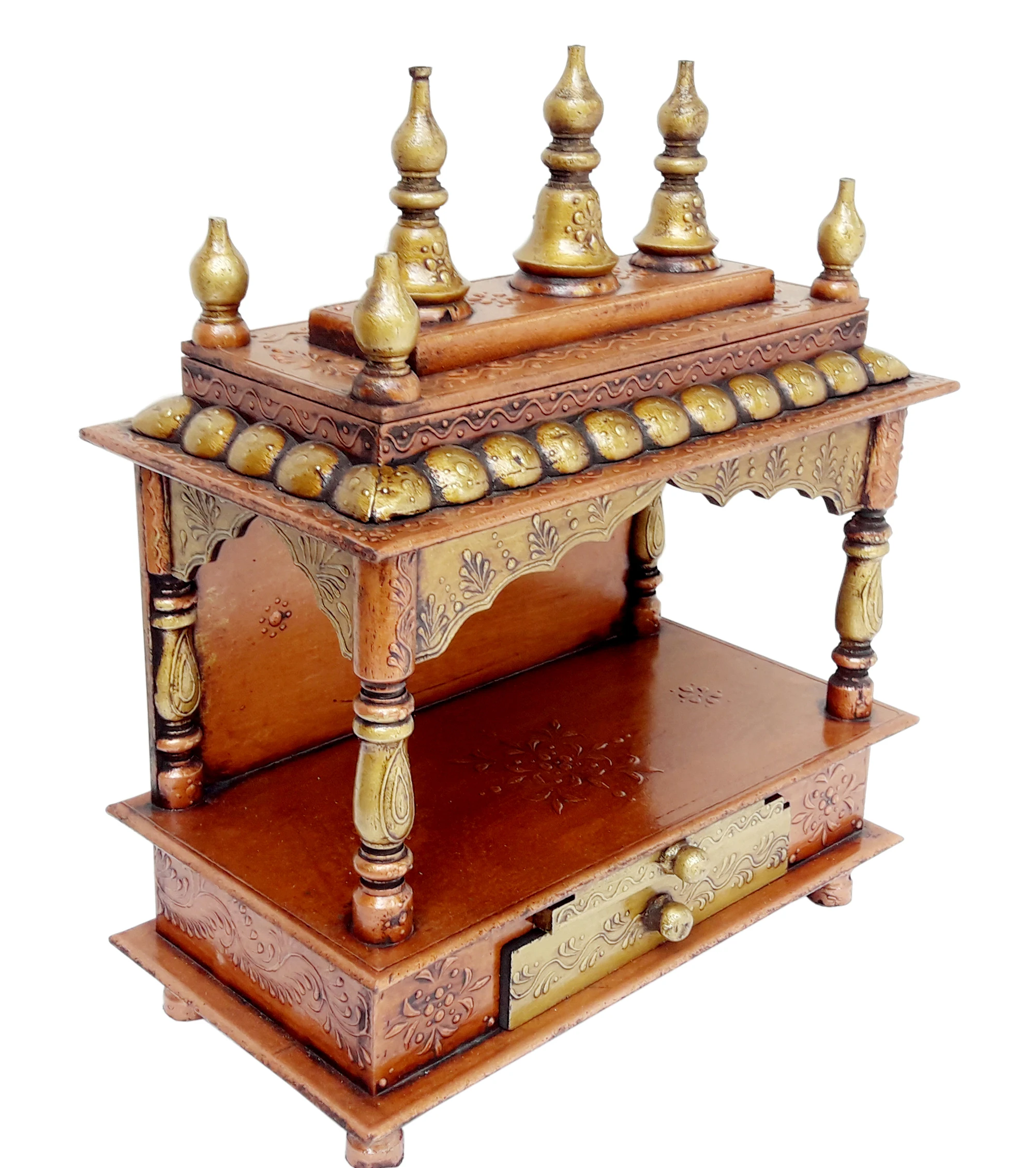 Handcrafted Indian Wooden Temple - Perfect for Worship