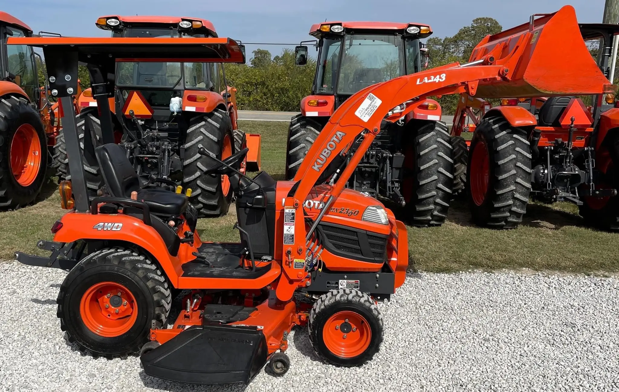 Kubota Bx2360 23hp Mini Tractor With Mower And Front Loader Implement ...