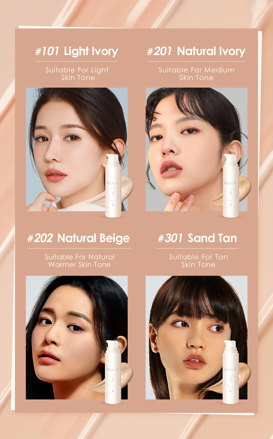 FOCALLURE FA256 Makeup Foundation - Full Coverage & Care