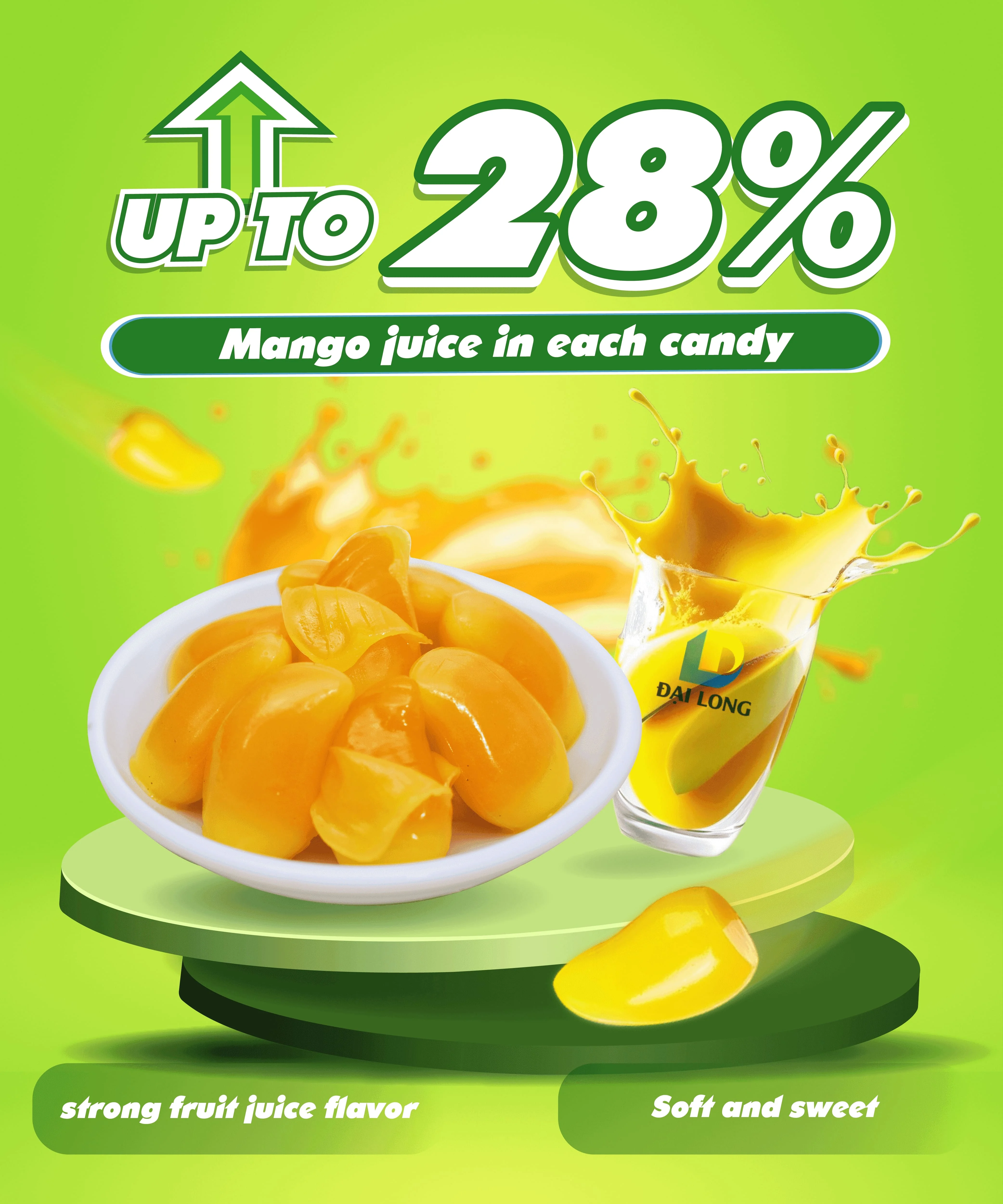 3d Peeled Green Mango Gummy Candy With Melted Filling Extracted From ...