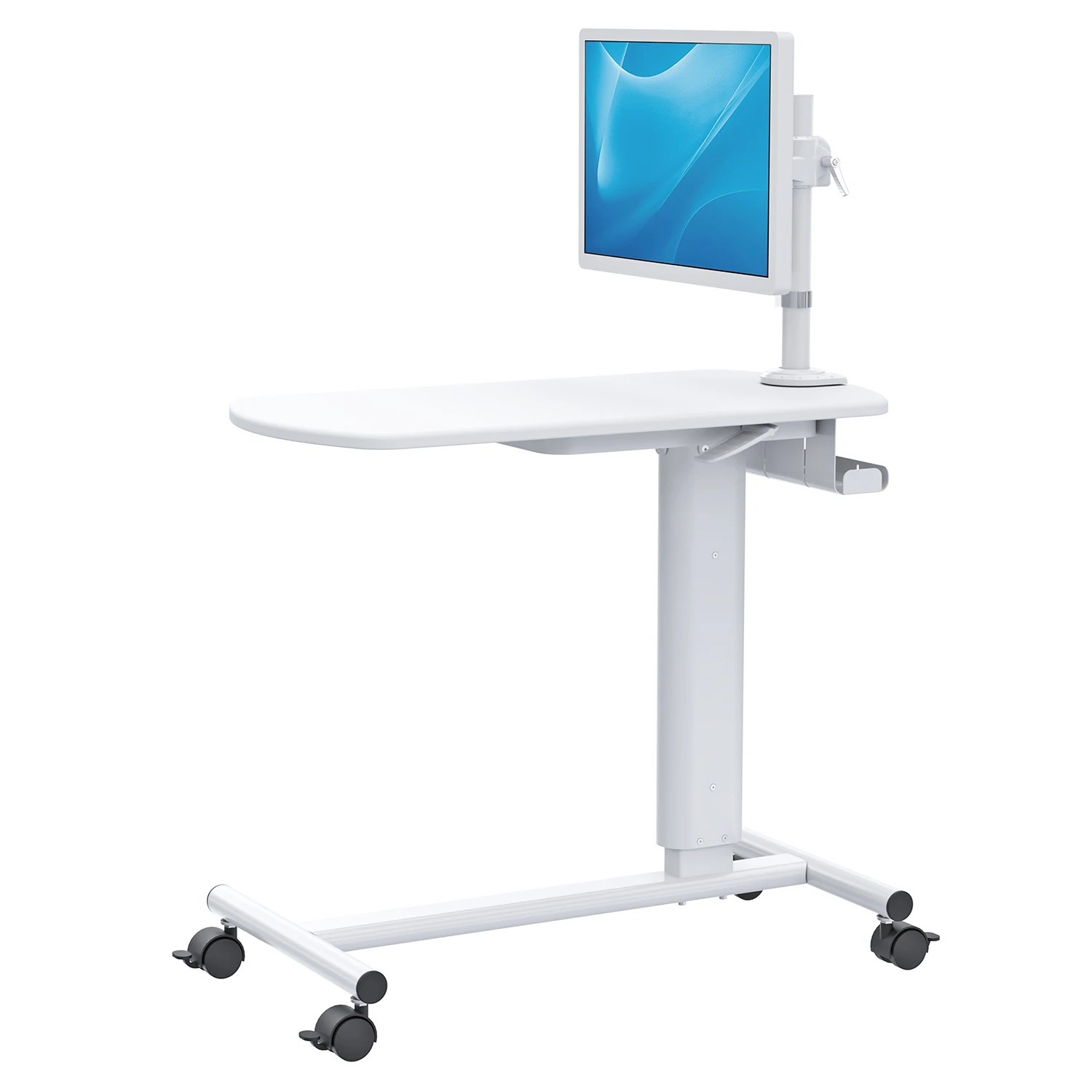 Height Adjustable Medical Mobile Trolley Cart With Lcd Monitor Arm And ...