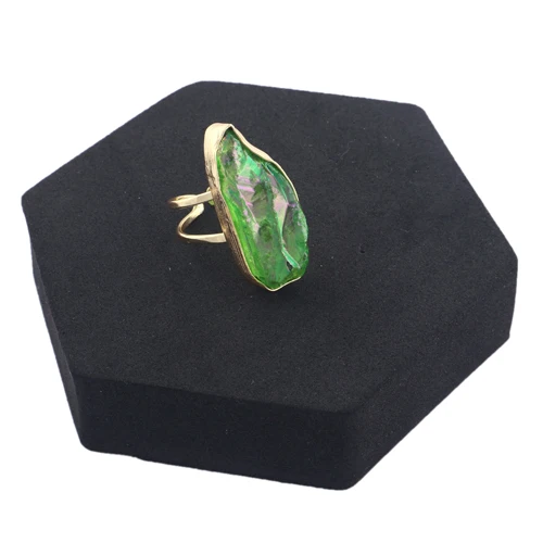 Sparkling Genuine Green Aura Quartz Texture Finish Collate Setting Ring ...
