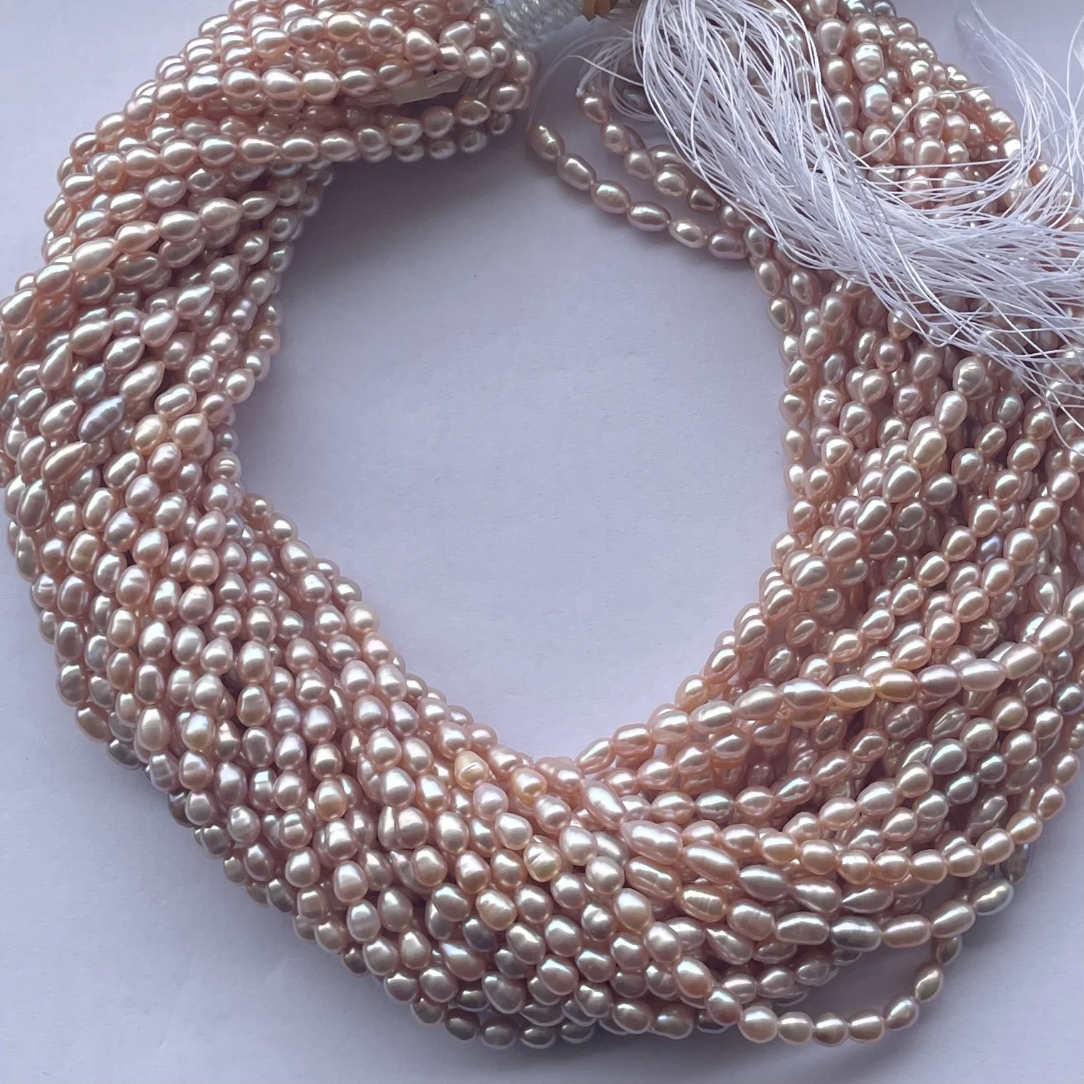 4mm 5mm Natural Rose Pink Color Freshwater Pearl Stone Rice Beads ...