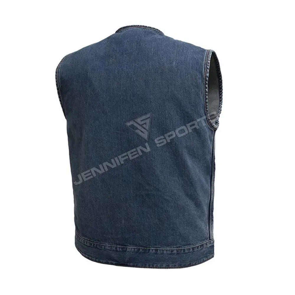 Men Vest Blue Biker Motorcycle Hip Hop Waistcoat Male Blue Denim Spring ...