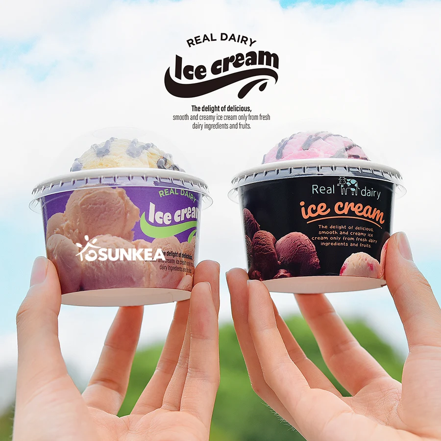 Biodegradable Packaging Branded Bamboo Paper Insulated Ice Cream Take ...