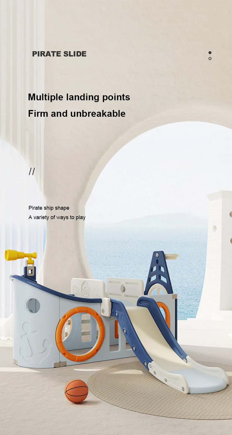 Cute Pirate Ship 4 in 1 Indoor Slide - Safe Fun for Kids