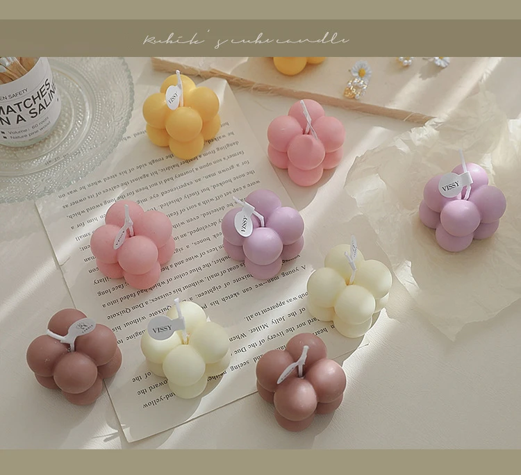 Ins Custom Cute Mini Bubble Candles Ball Shape Candles Colourful ...