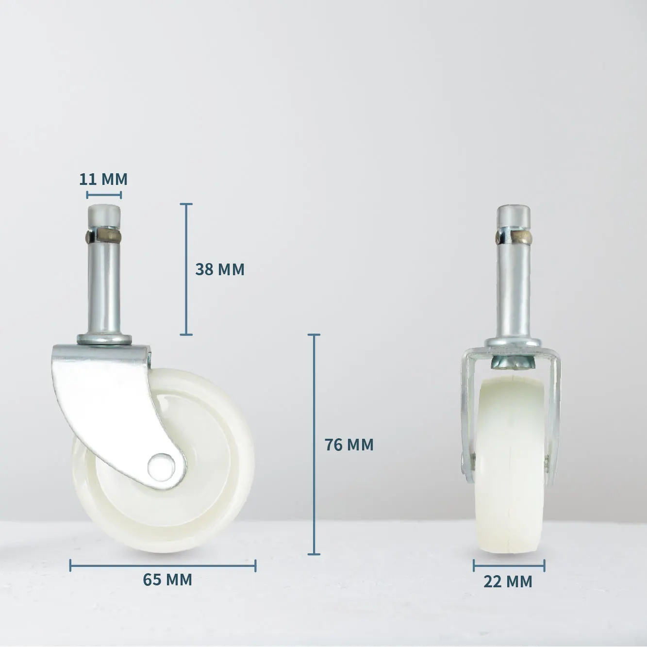 2.5 Inch White Nylon Casters Wheel Steel Stem Swivel Mounting for ...