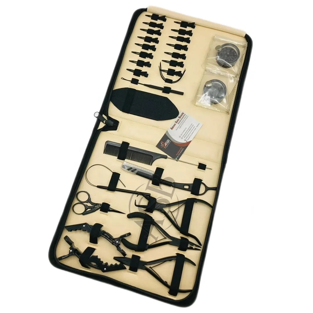 Black Matte Stainless Steel Hair Extension Pliers Tool Kit With Pliers ...