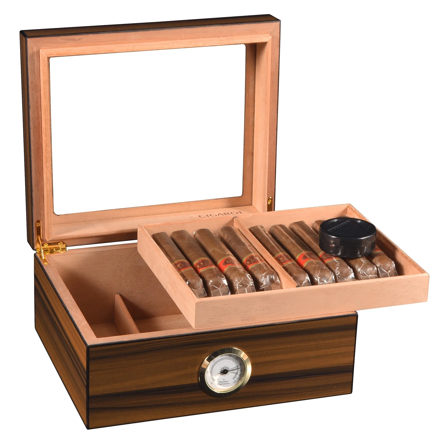 Hot Sale Handcrafted Desktop Spanish Cedar Wood Cigar Case Box With ...